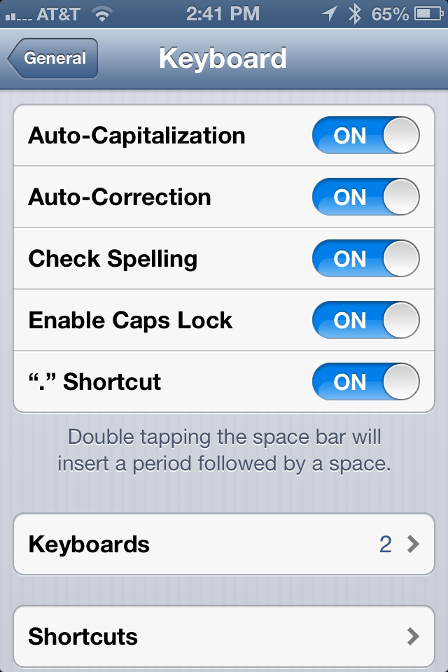 Enable period shortcut on iPhone, iPad (Mini) and iPod Touch ...